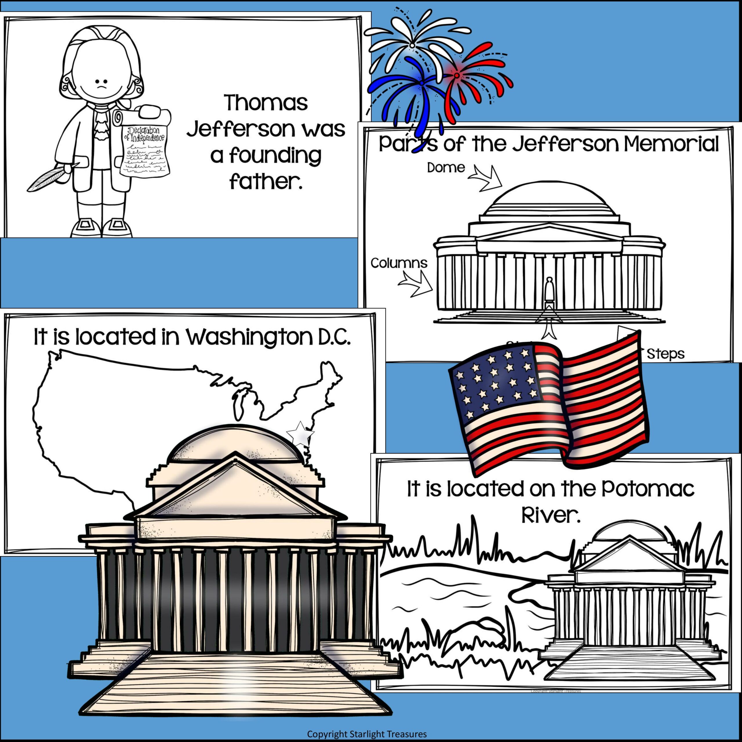 Jefferson Memorial Mini Book for Early Readers: American Symbols | Made ...