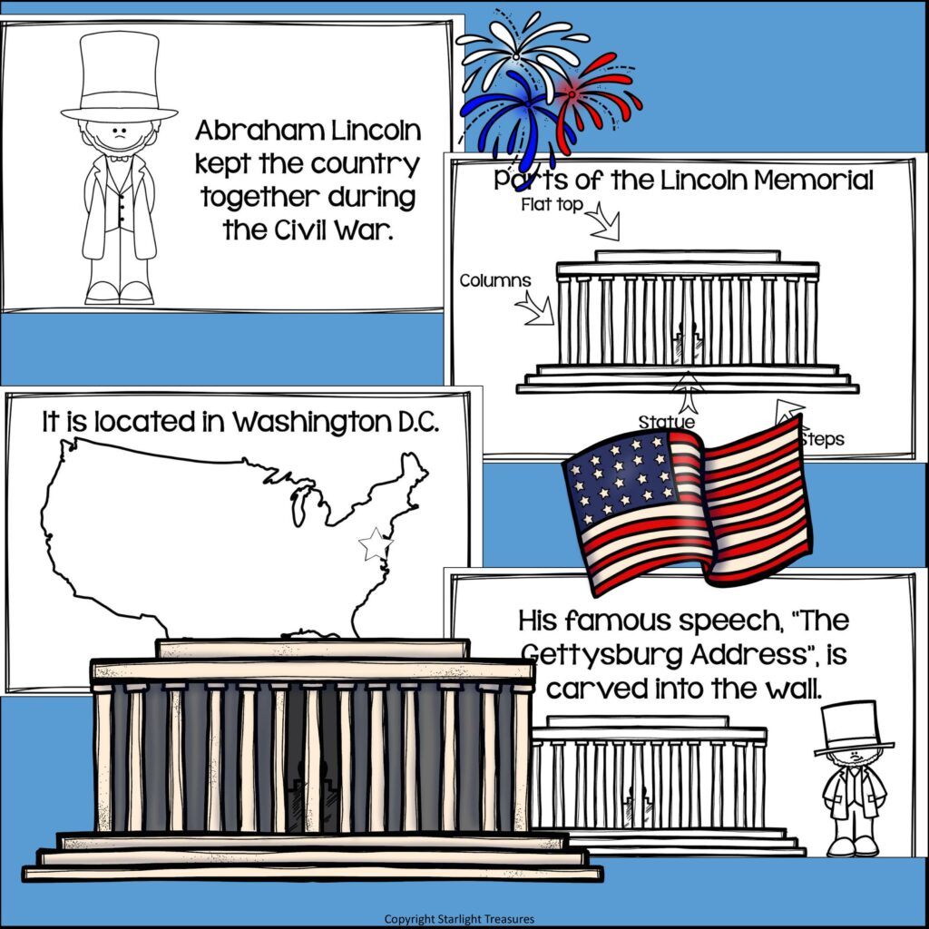 Lincoln Memorial Mini Book for Early Readers: American Symbols | Made ...