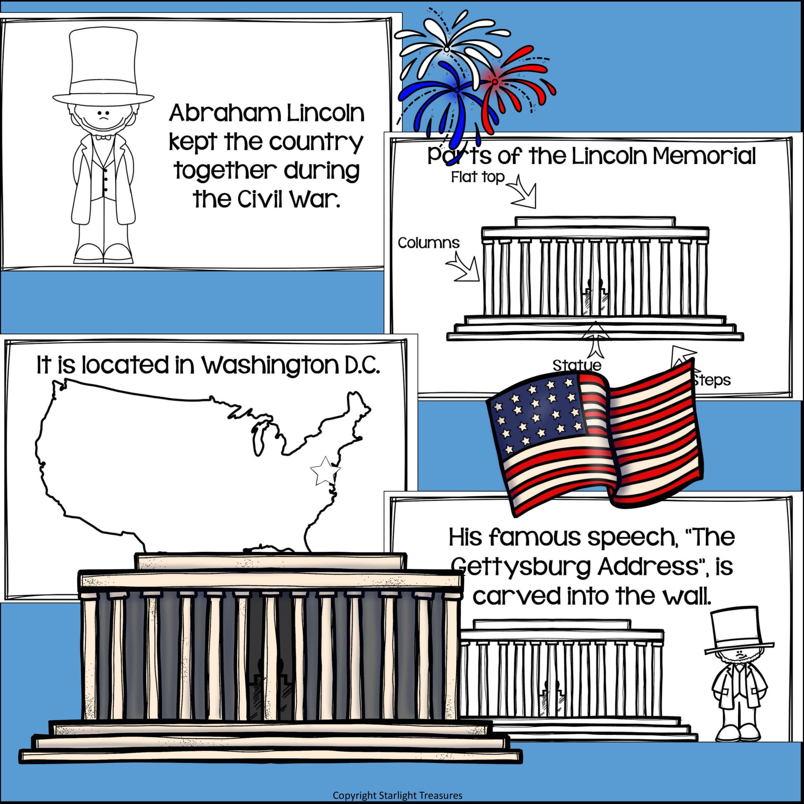 Lincoln Memorial Mini Book for Early Readers: American Symbols | Made ...