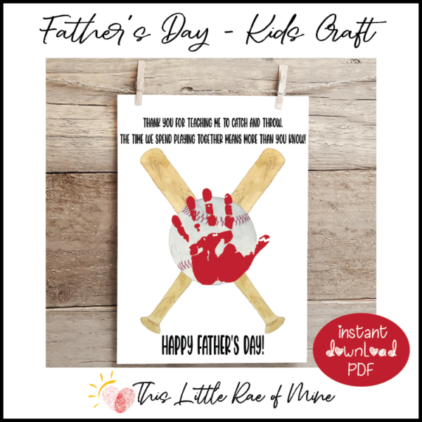 Baseball - Thank you - Happy Father's Day - printable - Handprint art ...