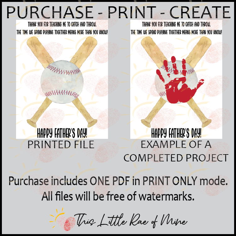 Baseball - Thank you - Happy Father's Day - printable - Handprint art ...