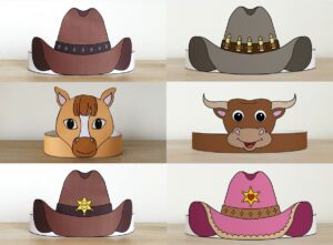 Wild West Paper Crowns Headbands Hats Printable Cowboy Craft Costume ...