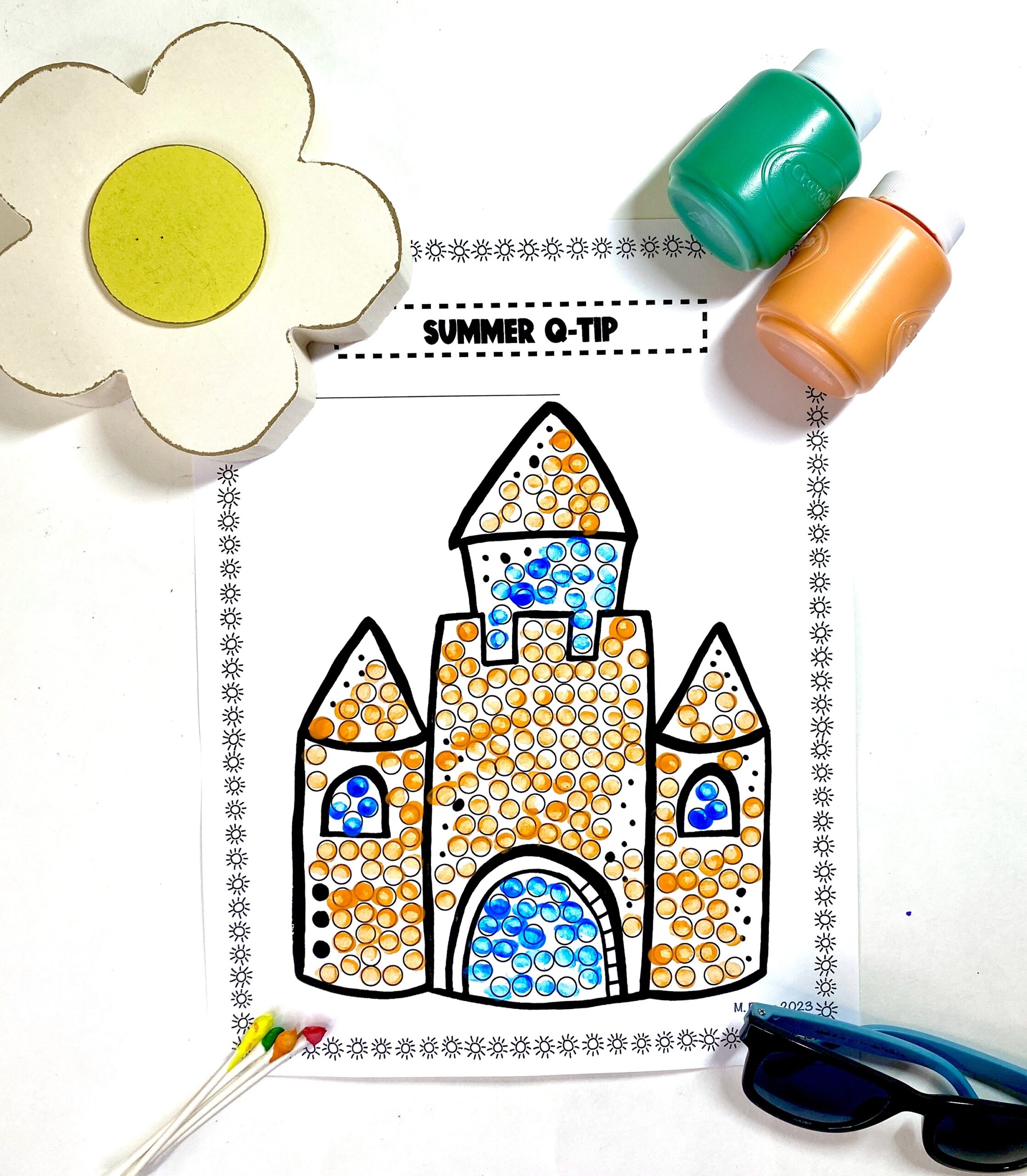 Summer Q-Tip Art Packet | Made By Teachers