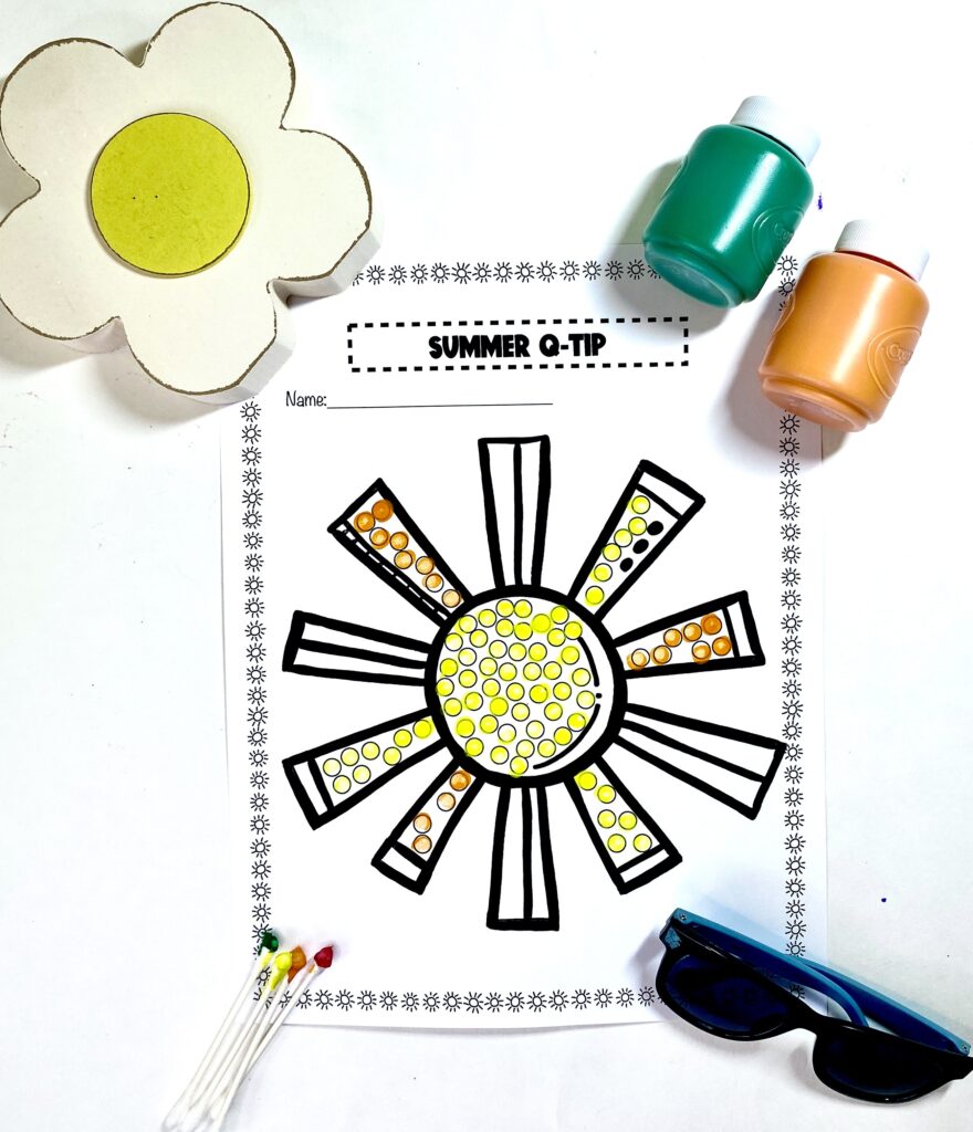 Summer Q-Tip Art Packet | Made By Teachers