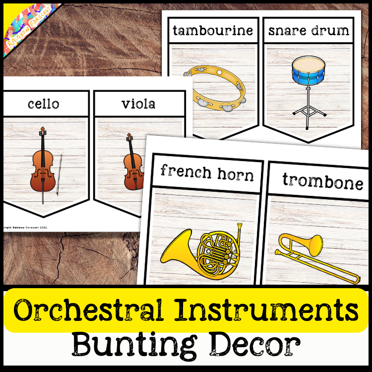 Bunting Orchestra Instruments for Music Band Room | Shiplap Farm Boho ...