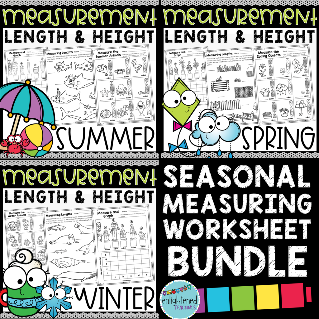 Seasonal Measurement Worksheets BUNDLE Measuring Worksheets NO PREP ...
