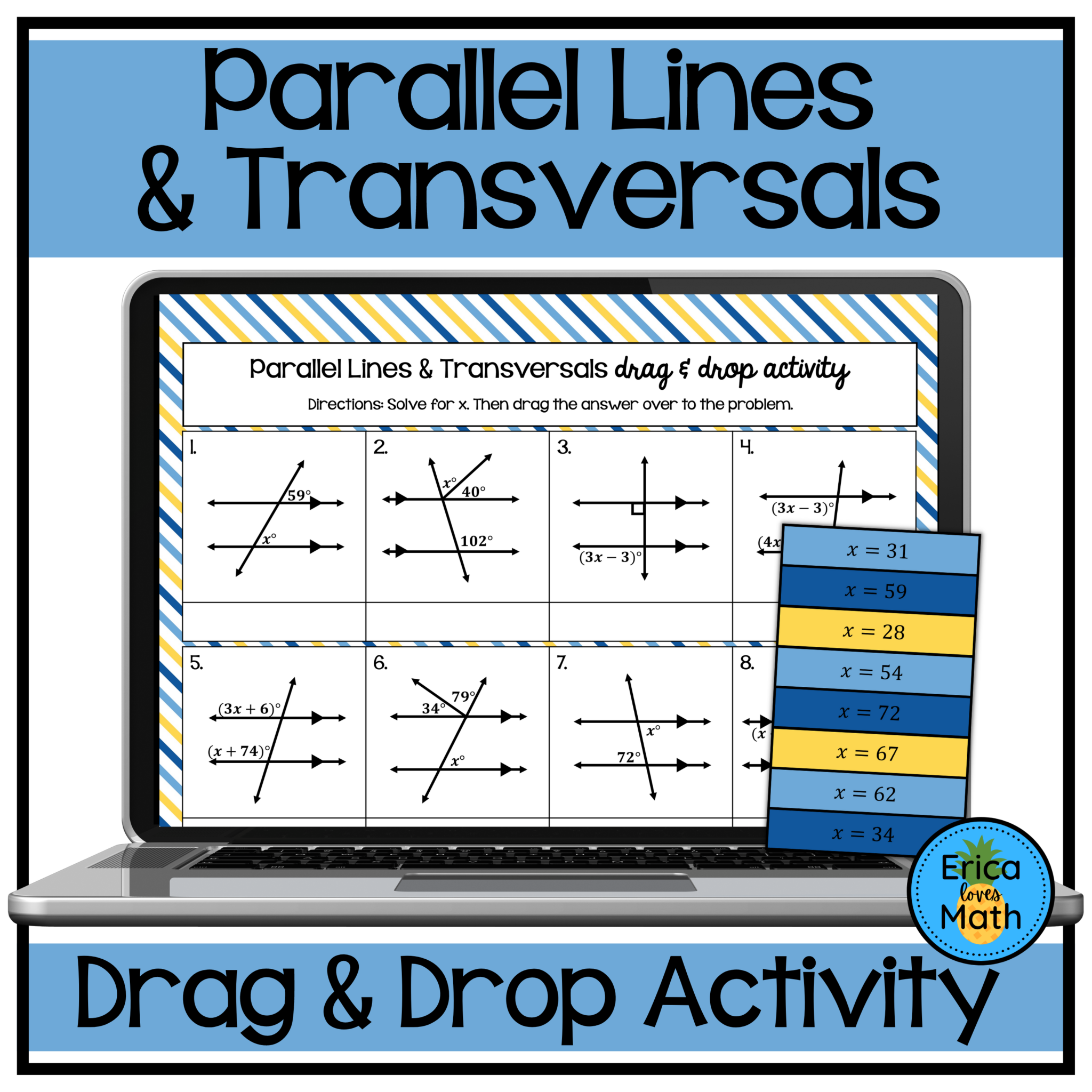 Parallel Lines & Transversals Digital Activity Drag & Drop | Made By ...