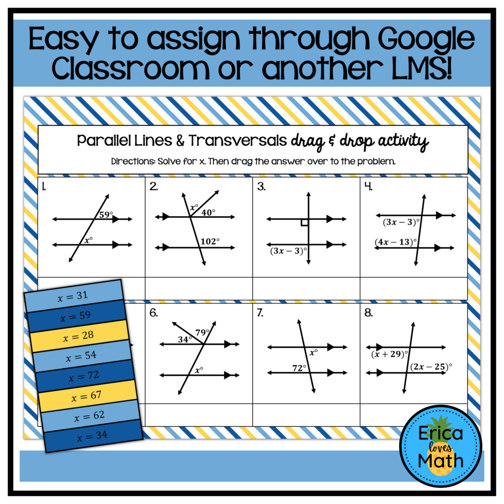 Parallel Lines & Transversals Digital Activity Drag & Drop | Made By ...