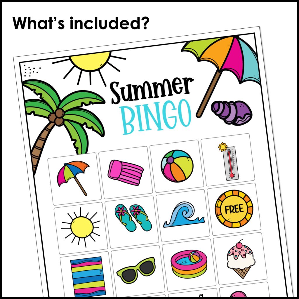 Summer Vacation Bingo - End of the Year Party Game - Summer Vocabulary ...