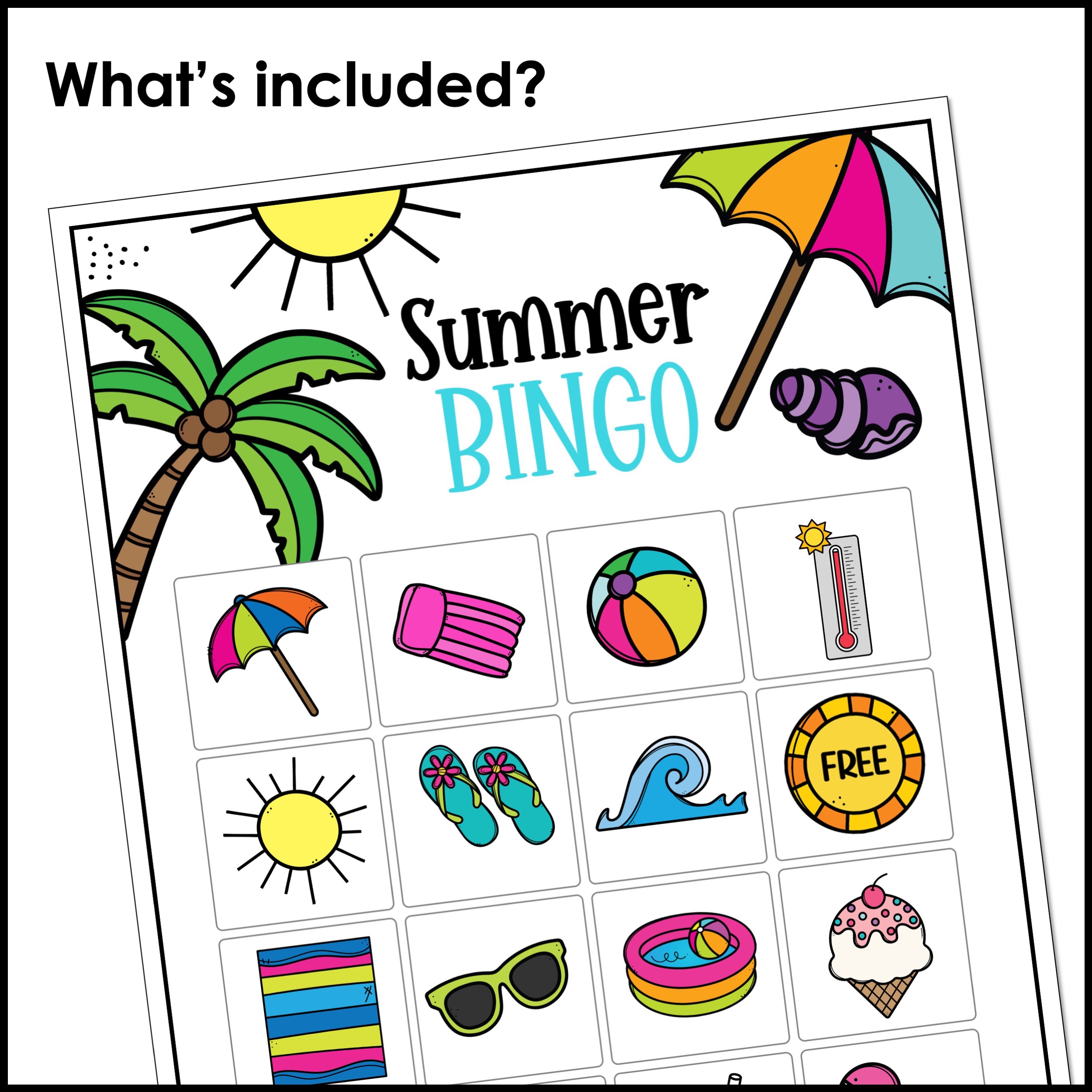 Summer Vacation Bingo - End of the Year Party Game - Summer Vocabulary ...