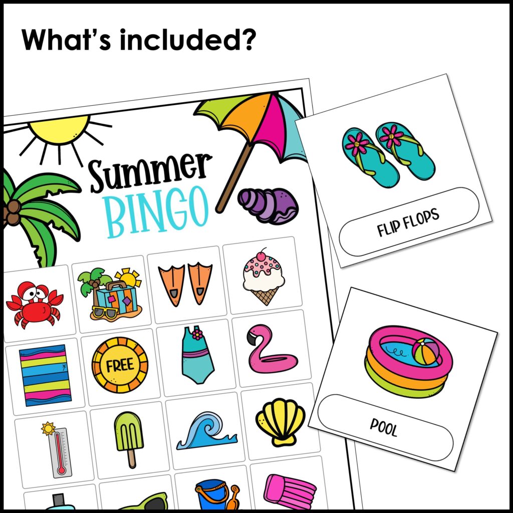 Summer Vacation Bingo - End of the Year Party Game - Summer Vocabulary ...