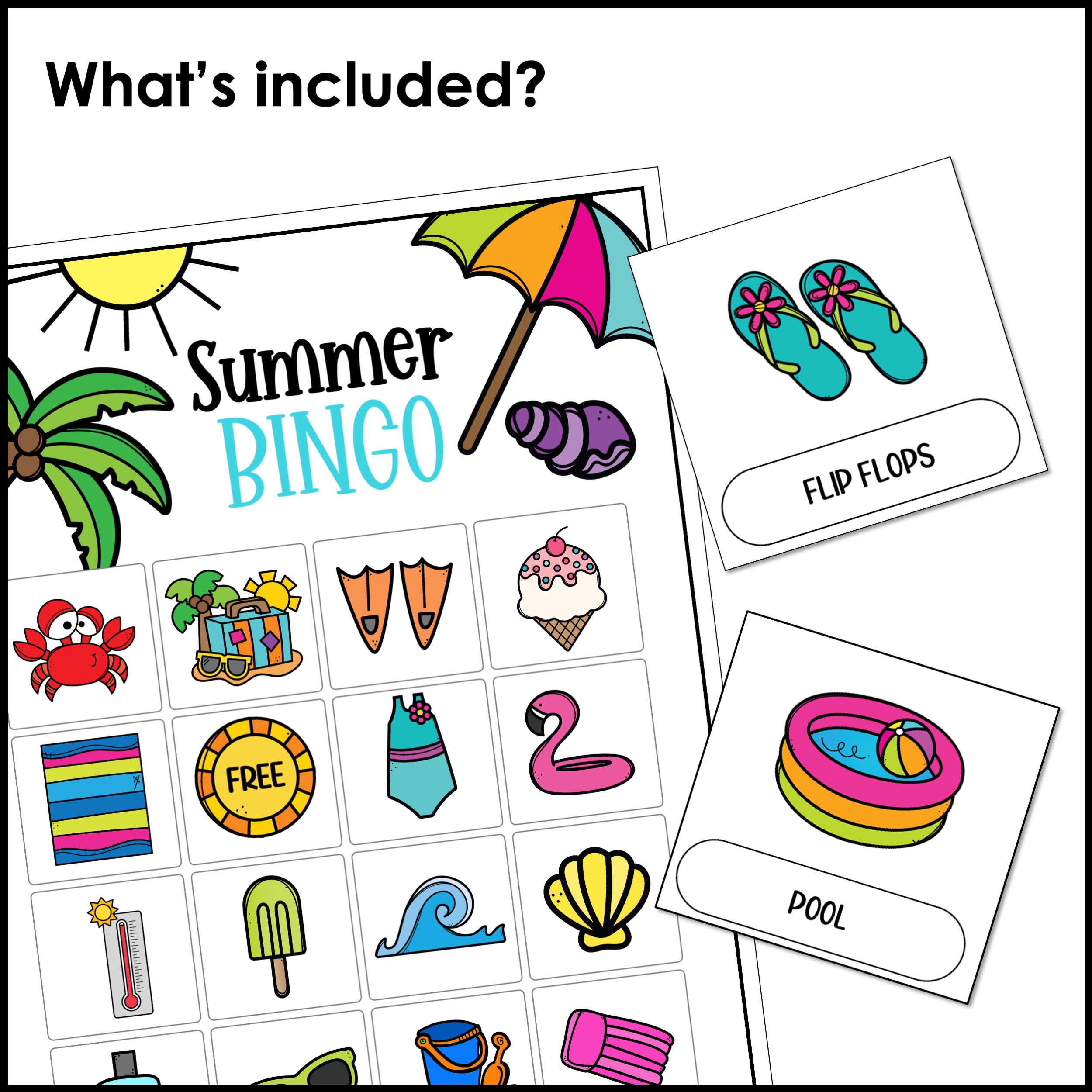 Summer Vacation Bingo - End of the Year Party Game - Summer Vocabulary ...