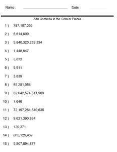 Place Value Worksheets Adding Commas - Add Commas in the Correct Places | Made By Teachers
