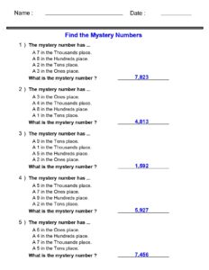 Place Value Worksheets Find the Mystery Numbers Worksheets | Made By ...