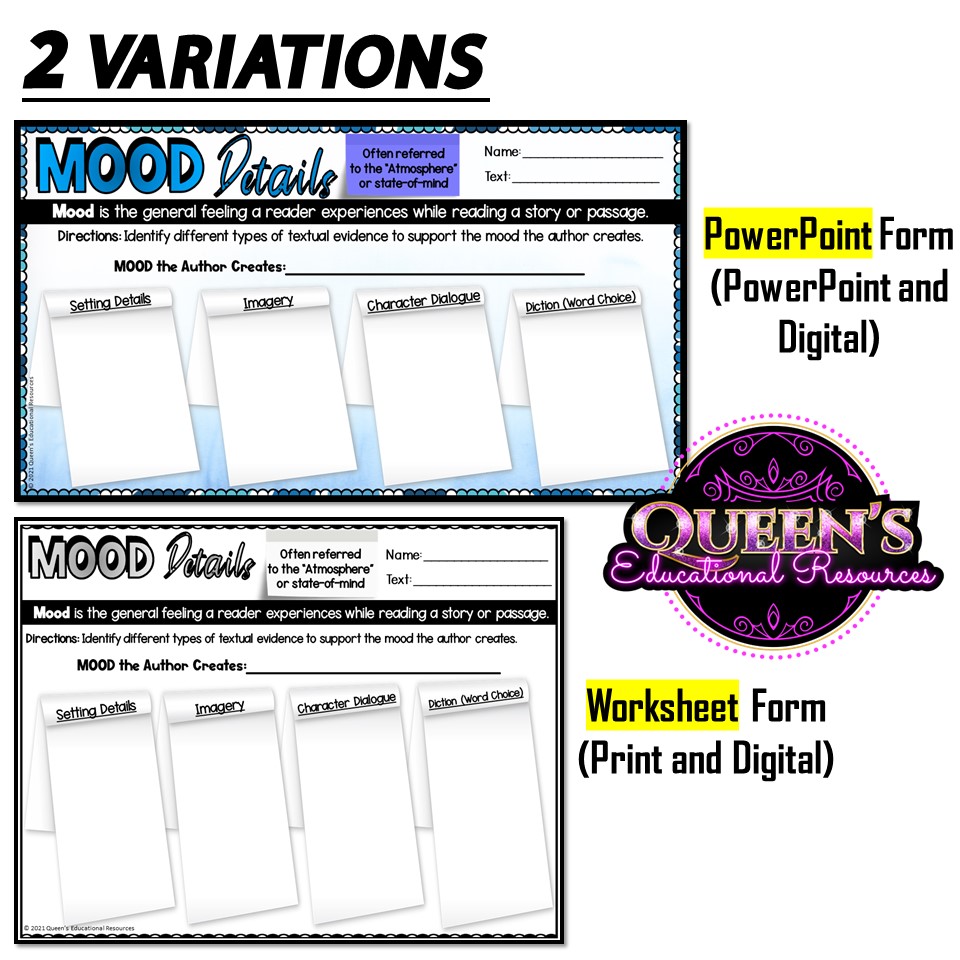 Mood Worksheets | Mood Graphic Organizer Worksheets | Mood PowerPoint ...