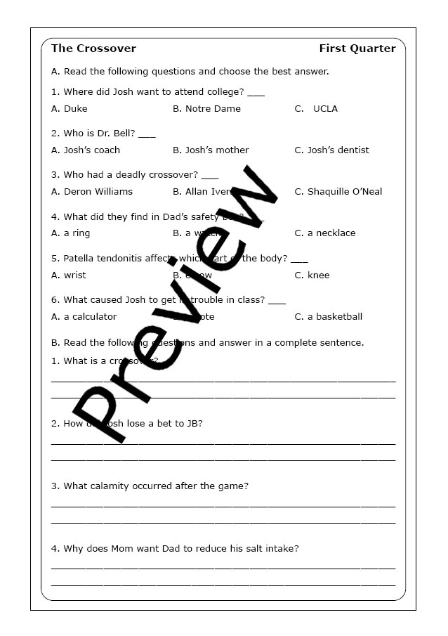 Kwame Alexander "The Crossover" worksheets | Made By Teachers