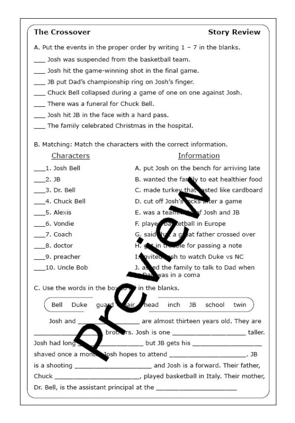 Kwame Alexander "The Crossover" worksheets | Made By Teachers