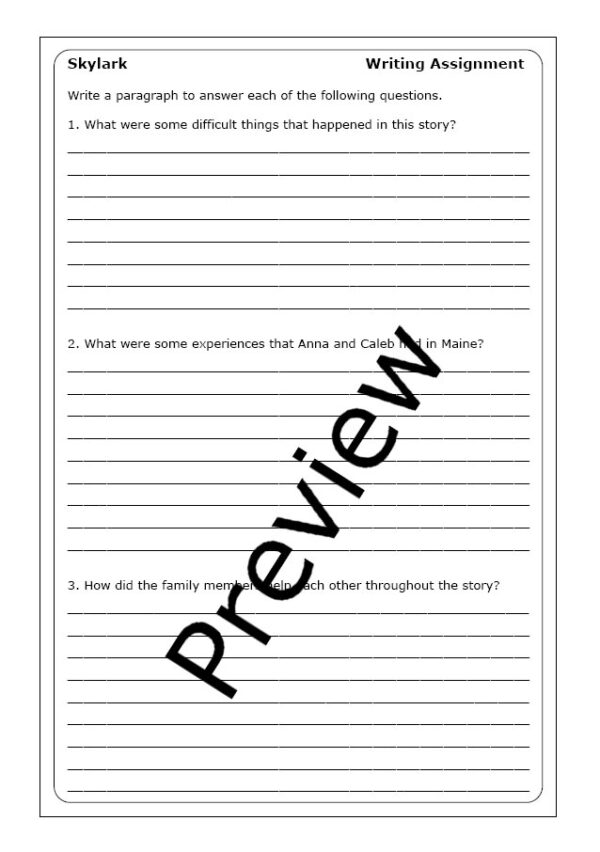 Patricia MacLachlan "Skylark" worksheets | Made By Teachers