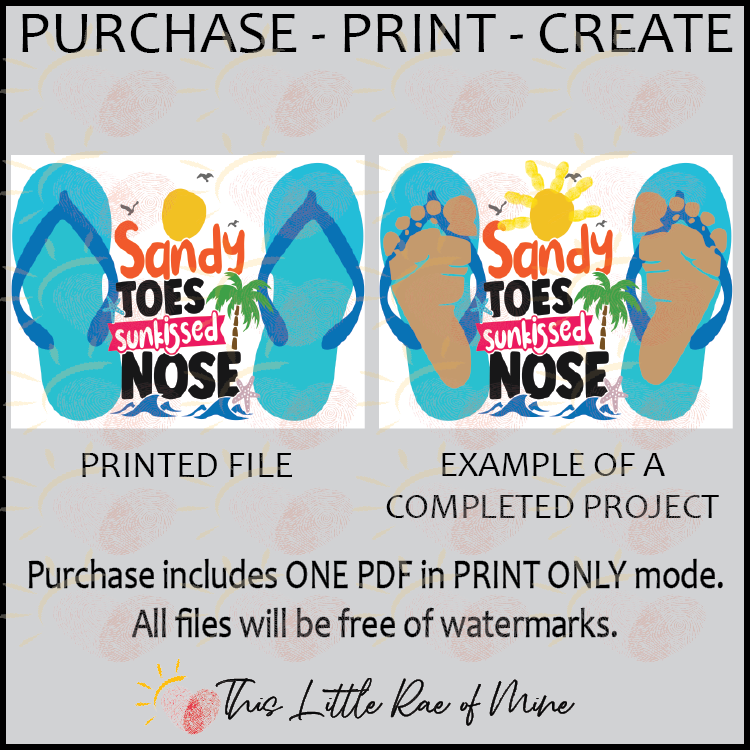 Sandy Toes - Sunkissed Nose - beach - sand - footprint Art - printable ...