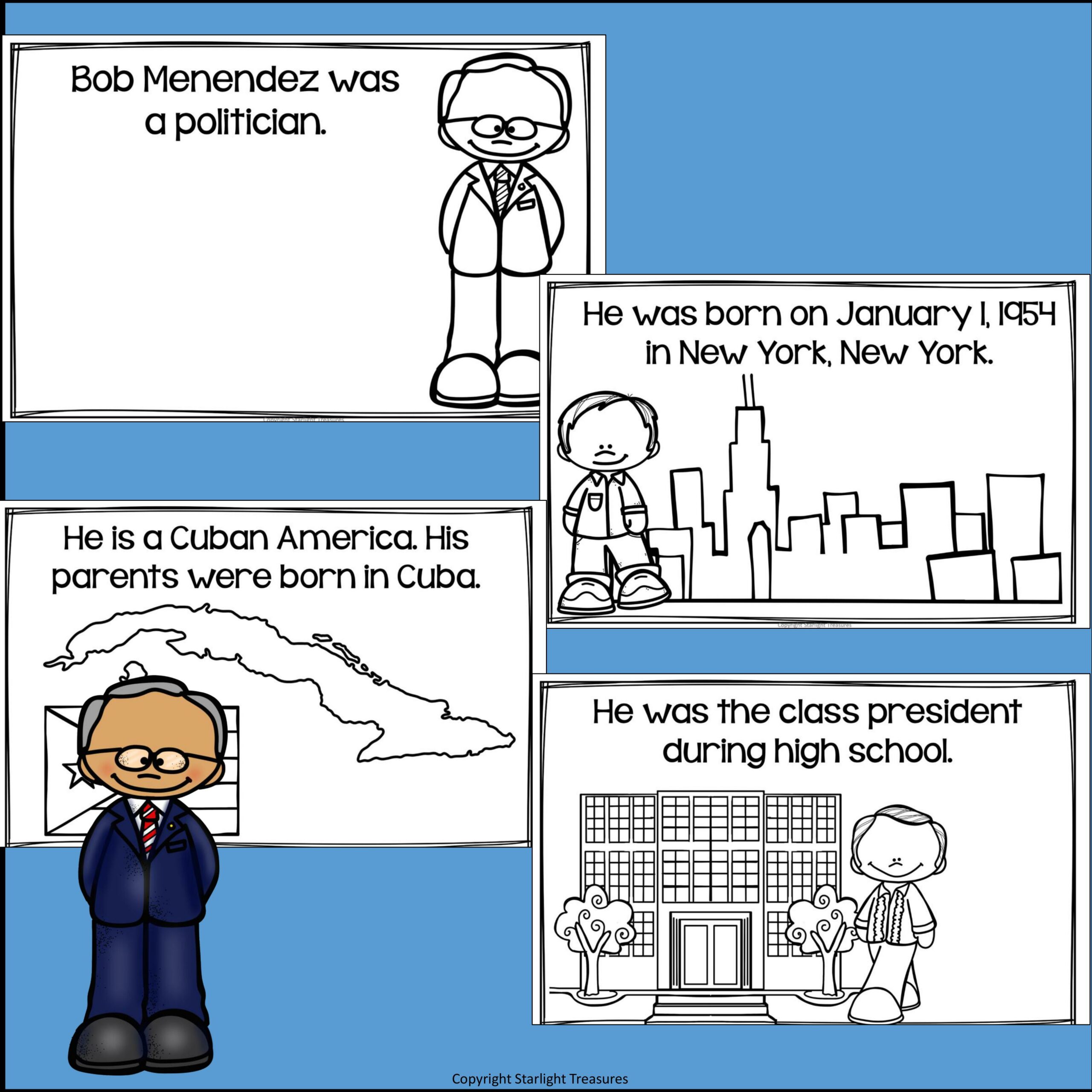 Bob Menendez Mini Book for Early Readers: Hispanic Heritage Month ...