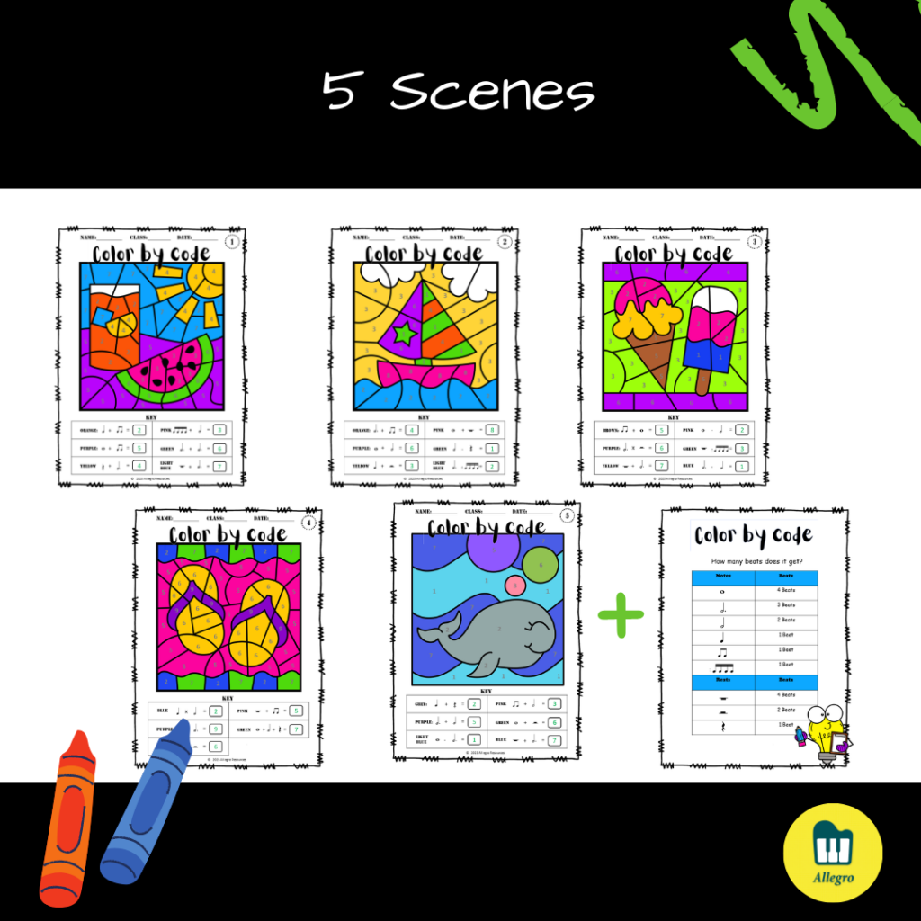 Summer Color by Code - Note Values | Made By Teachers