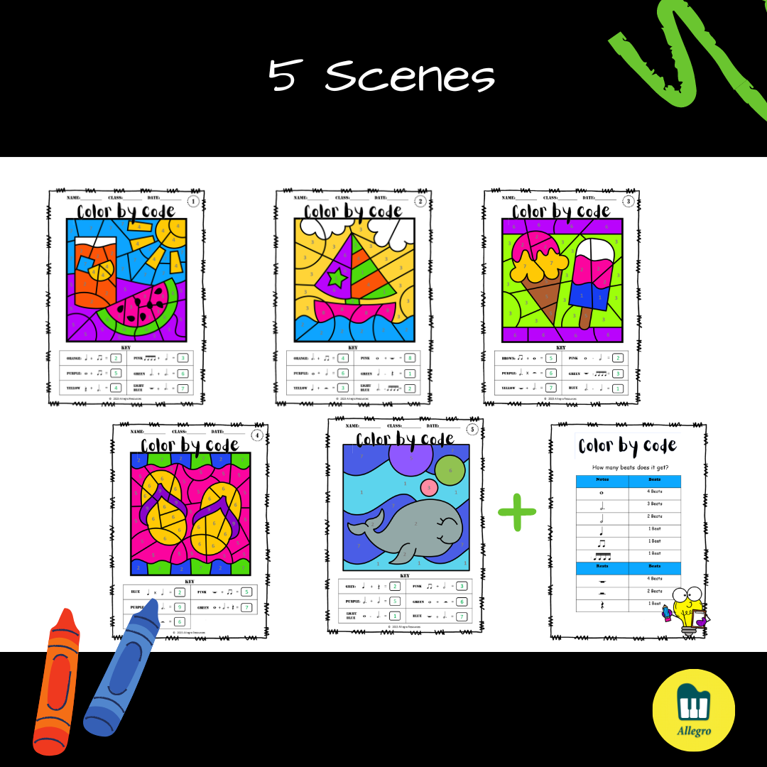 Summer Color by Code - Note Values | Made By Teachers