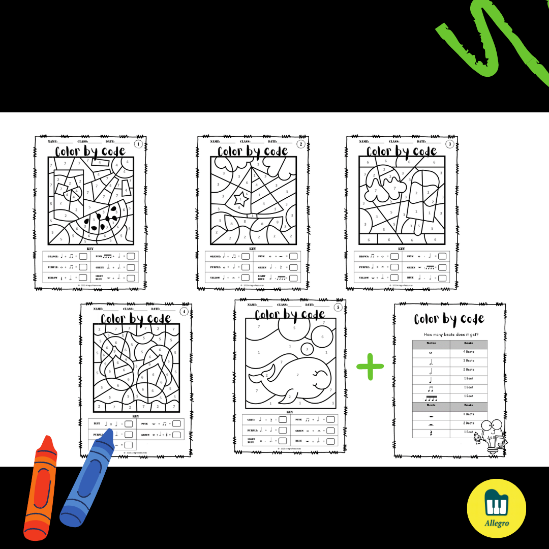 Summer Color by Code - Note Values | Made By Teachers