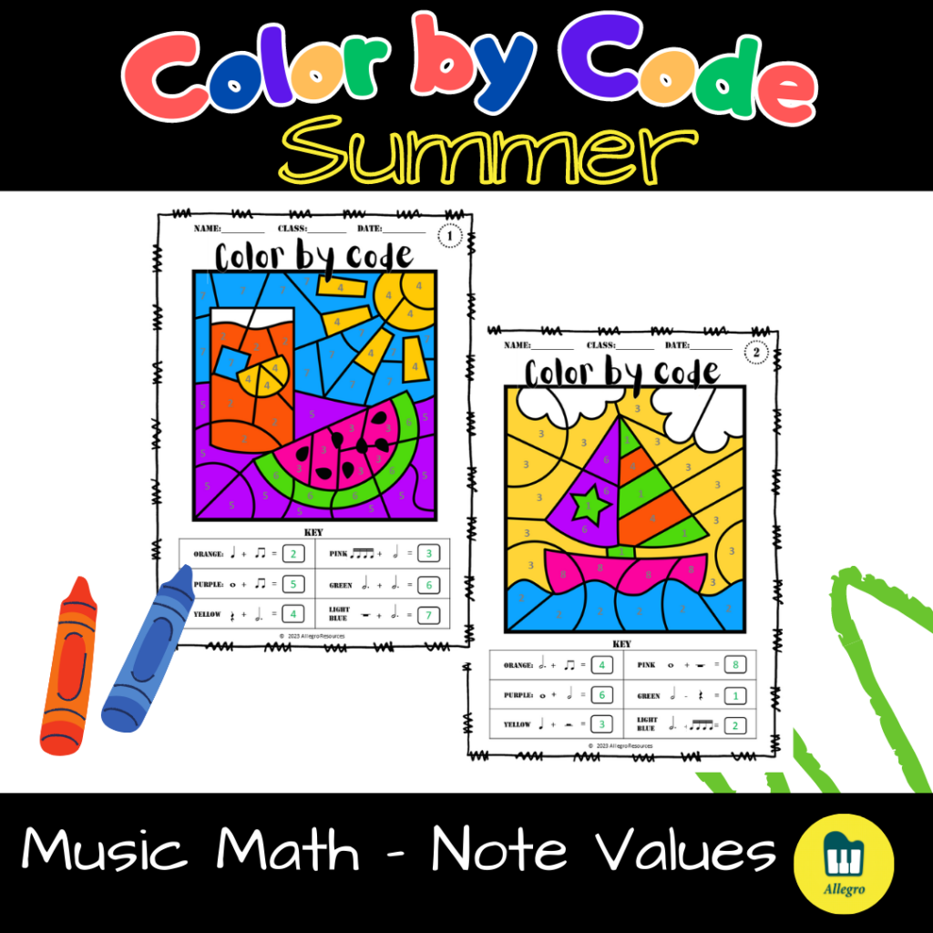 Summer Color by Code - Note Values | Made By Teachers