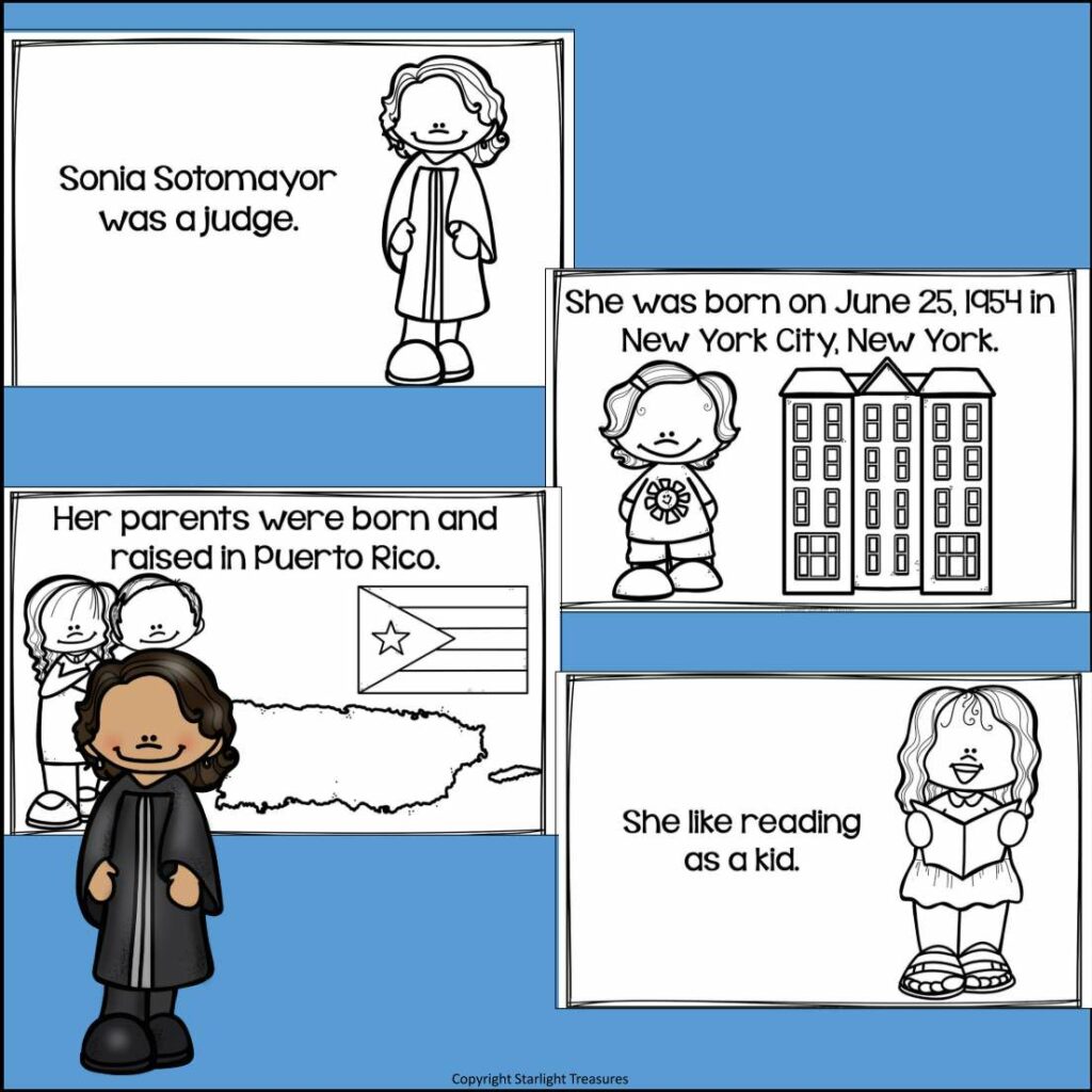 Sonia Sotomayor Mini Book for Early Readers: Hispanic Heritage Month ...