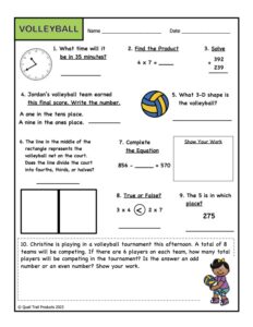 Grade 3 Math Worksheets - Sports Theme | Made By Teachers