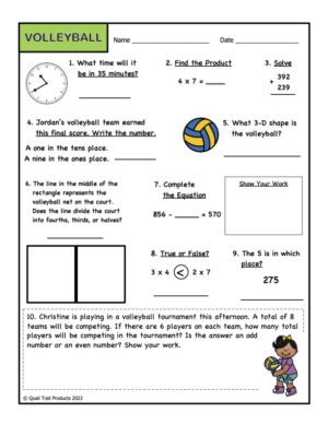 Grade 3 Math Worksheets - Sports Theme | Made By Teachers