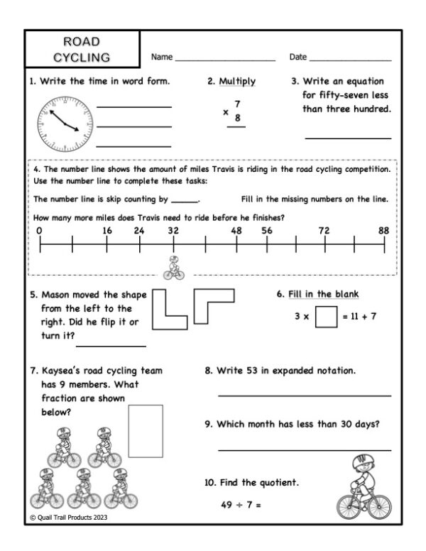 Grade 3 Math Worksheets - Sports Theme | Made By Teachers
