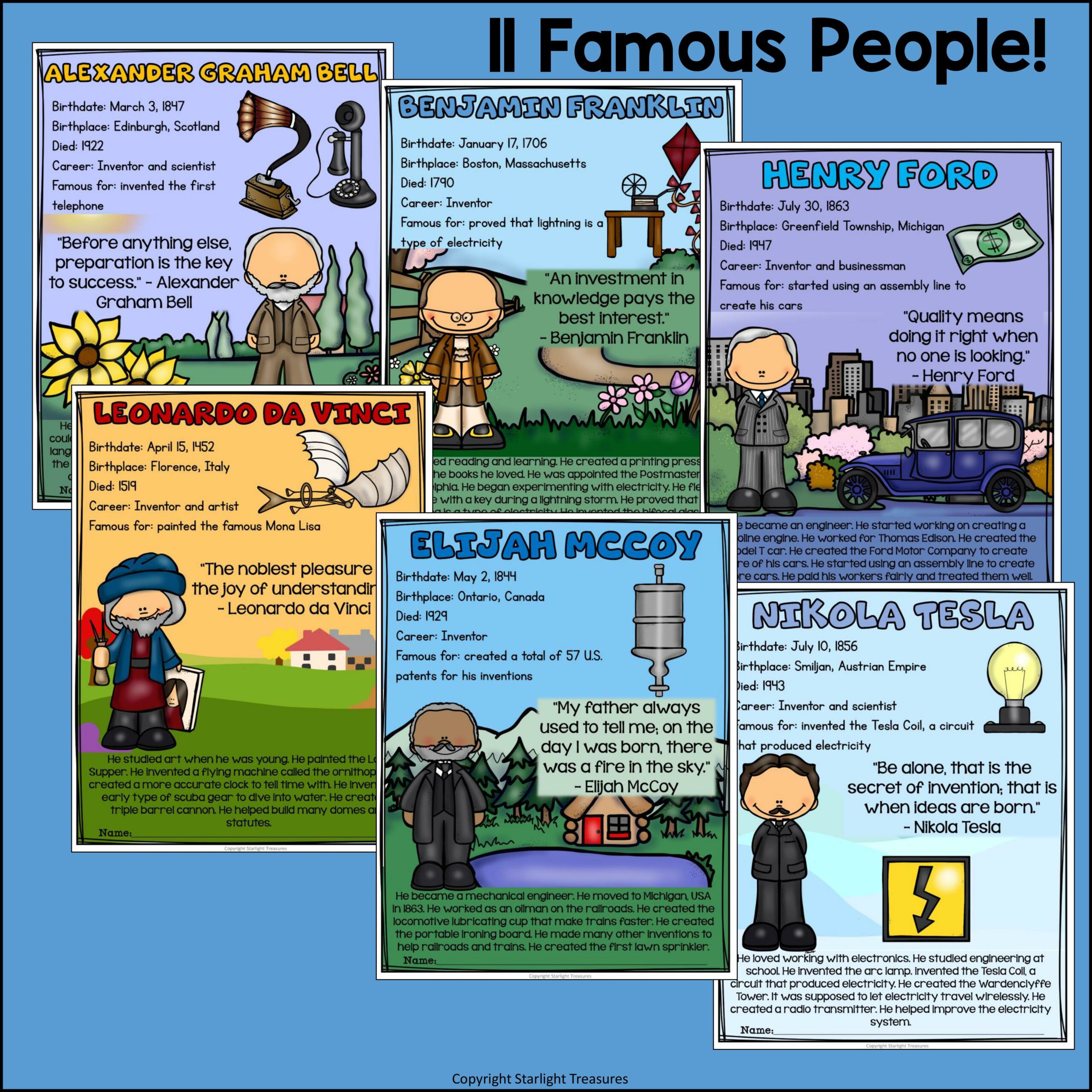 Inventors Fact Sheets for Early Readers | Made By Teachers