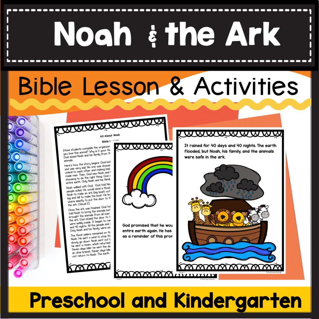 Noah's Ark Bible Lesson with Visuals, mini-book, and sequence Cut and ...