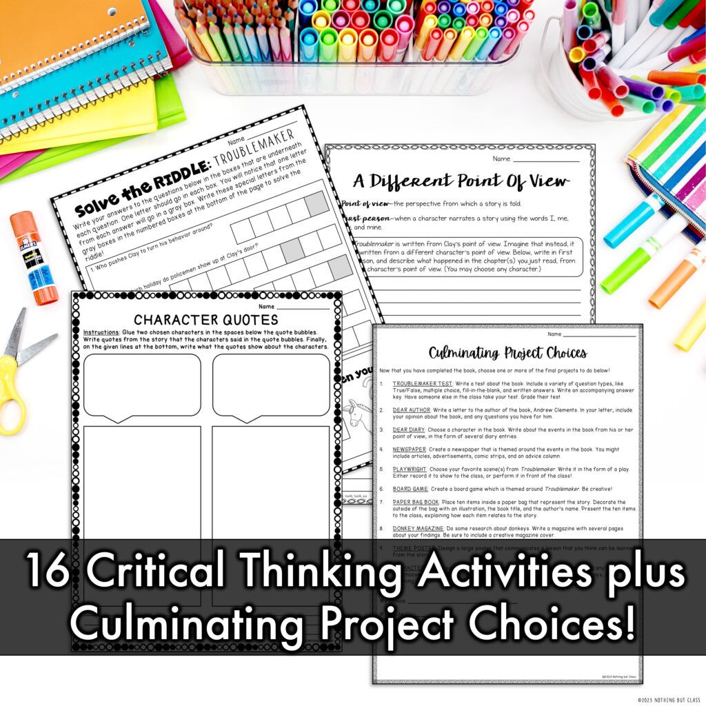 Troublemaker by Andrew Clements | Activities and Projects | Made By ...