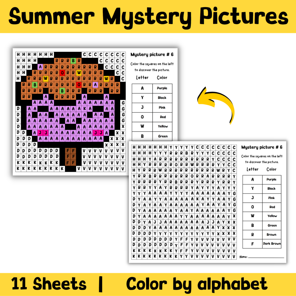 Summer mystery picture - Color by Letter - Letter Recognition Alphabet ...