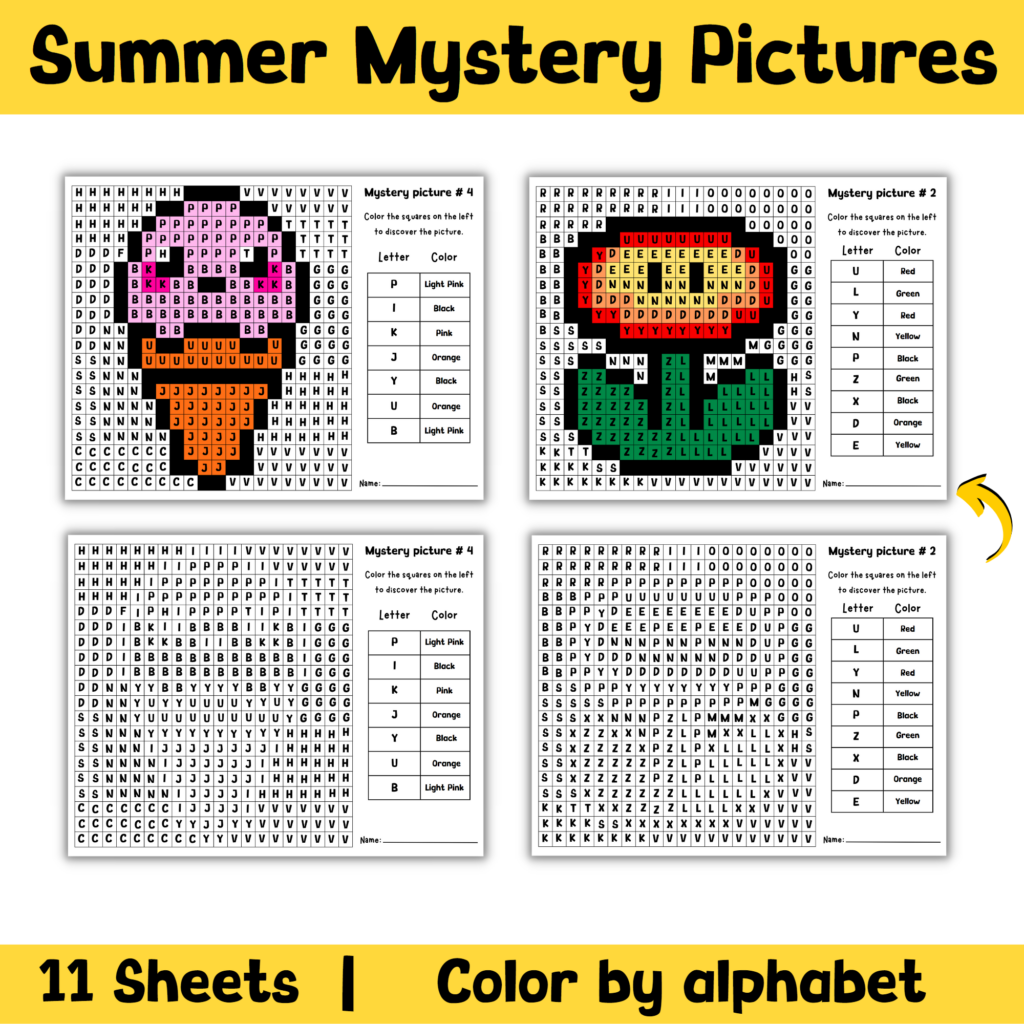 Summer mystery picture - Color by Letter - Letter Recognition Alphabet ...