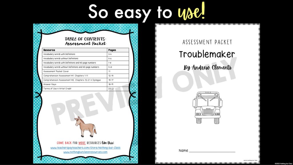 Troublemaker by Andrew Clements - Tests | Quizzes | Assessments | Made ...