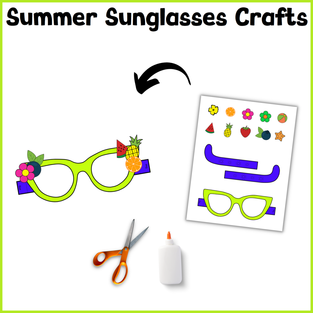 Summer sunglasses craft - summer craftivity - End of the year ...