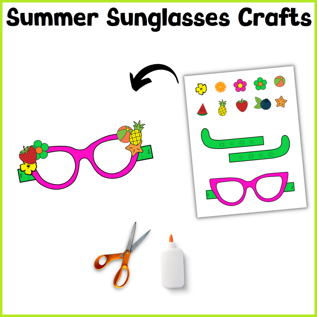 Summer sunglasses craft - summer craftivity - End of the year ...