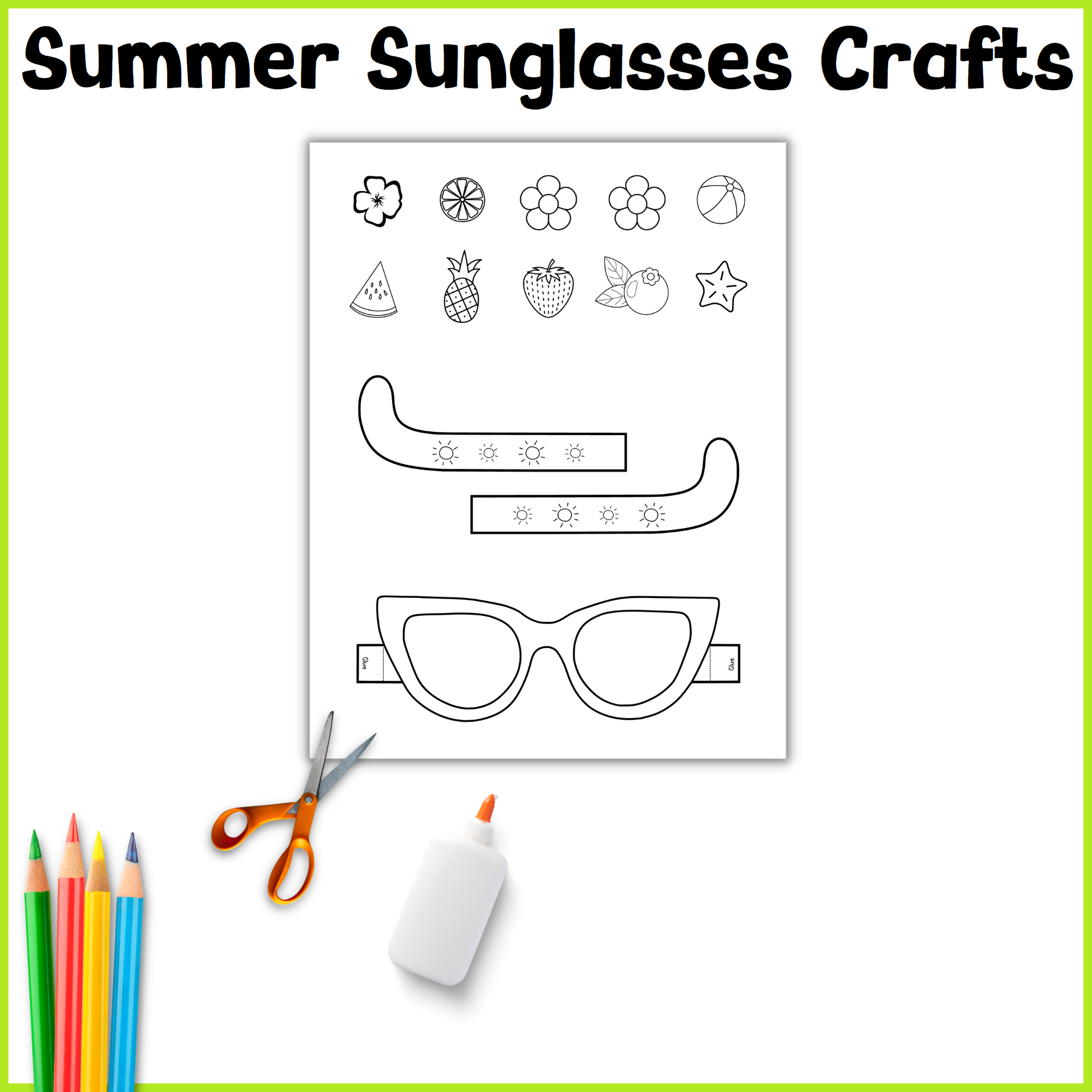 Summer sunglasses craft - summer craftivity - End of the year ...