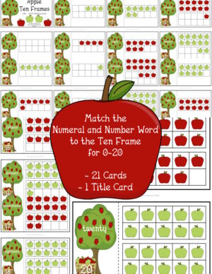 Ten Frame Matching Cards and Worksheets for 0-20 with Apples | Made By ...