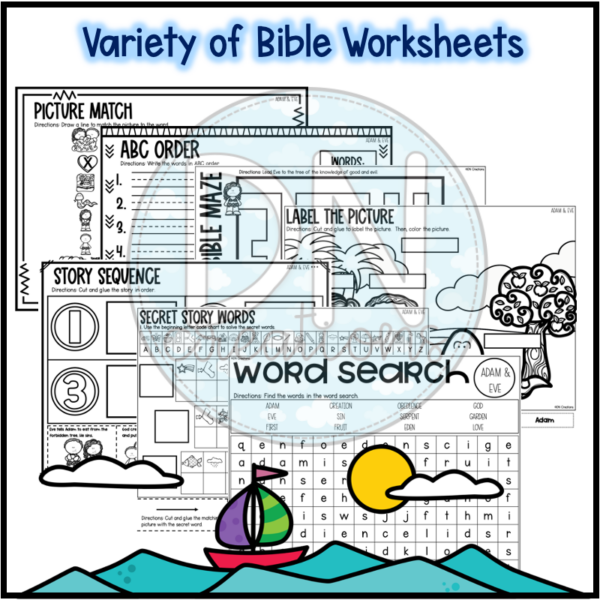 Adam and Eve Bible Activities l Adam and Eve Worksheets for Sunday ...