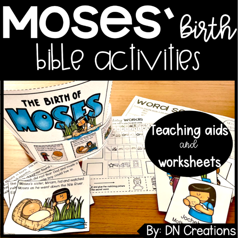 Moses Bible Activities l Birth of Moses Lesson l Baby Moses Worksheets ...