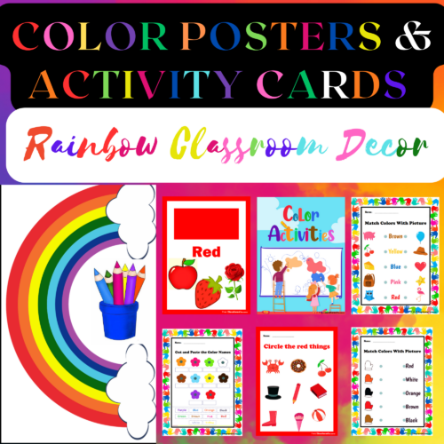 Bright Colors Posters & Activity Cards Rainbow Classroom Decor | Made ...
