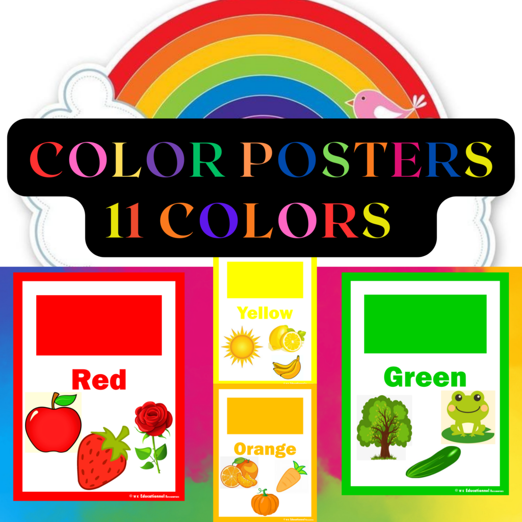 Bright Colors Posters & Activity Cards Rainbow Classroom Decor | Made ...