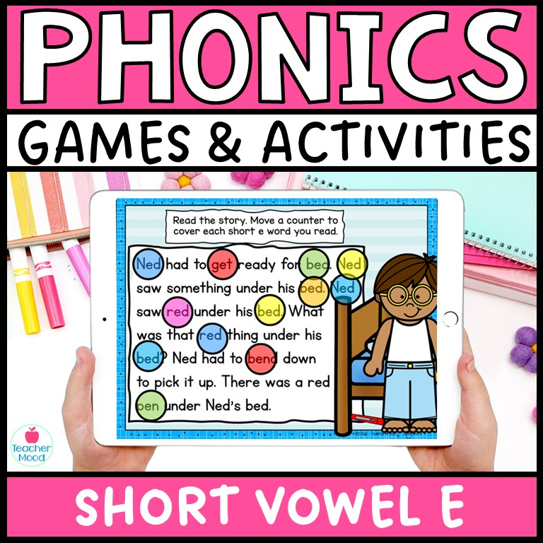 Phonics Games | Short E CVC Words | Short Vowels Literacy Centers ...