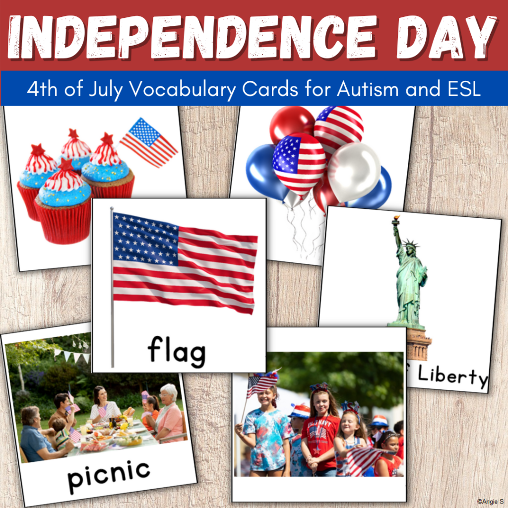 4th of July Vocabulary Cards for Speech Therapy and ESL | Independence ...