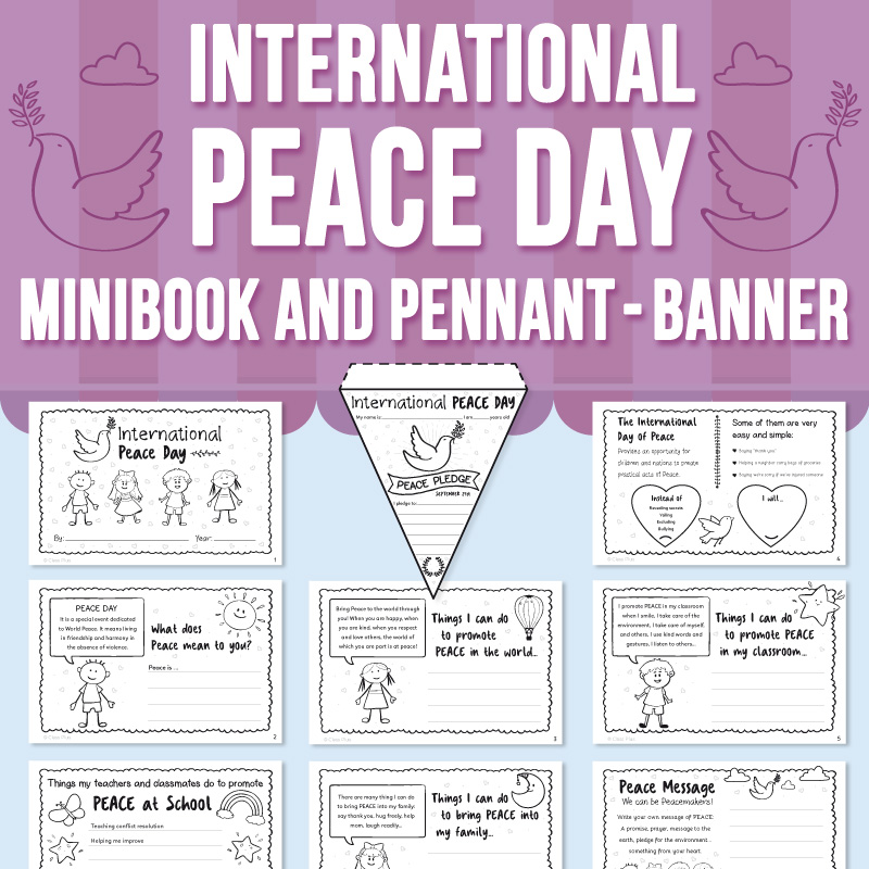 International Peace Day Mini Book and Banner/Pennant | Made By Teachers