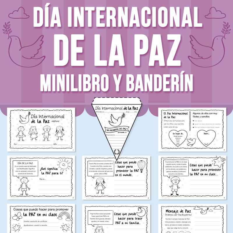Día Internacional de la Paz Mini Libro y Banderín | Made By Teachers